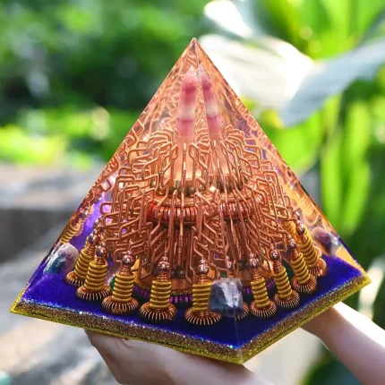 Seven Chakras Orgonite Pyramid,Chakra Balancing Crystal Stones Orgone King